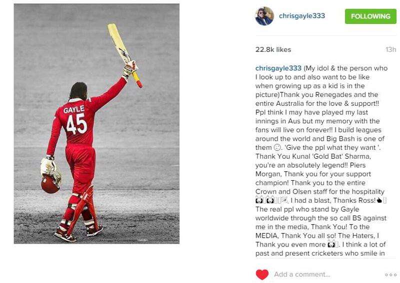 Gayle slams critics on Instagram - Jamaica Observer