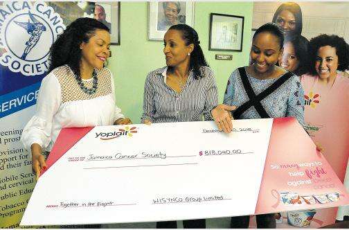 Cancer cheque photo - Jamaica Observer