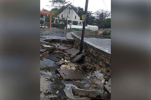 Rains, heavy waves cause road damage in Negril - Jamaica Observer