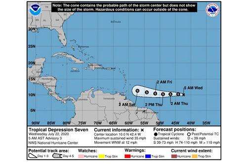 Record setting seventh tropical storm forms in the Atlantic Ocean ...
