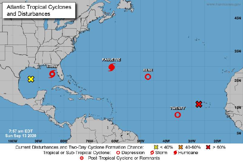 Bermuda under hurricane watch as Paulette looms; Tropical Storm Sally ...