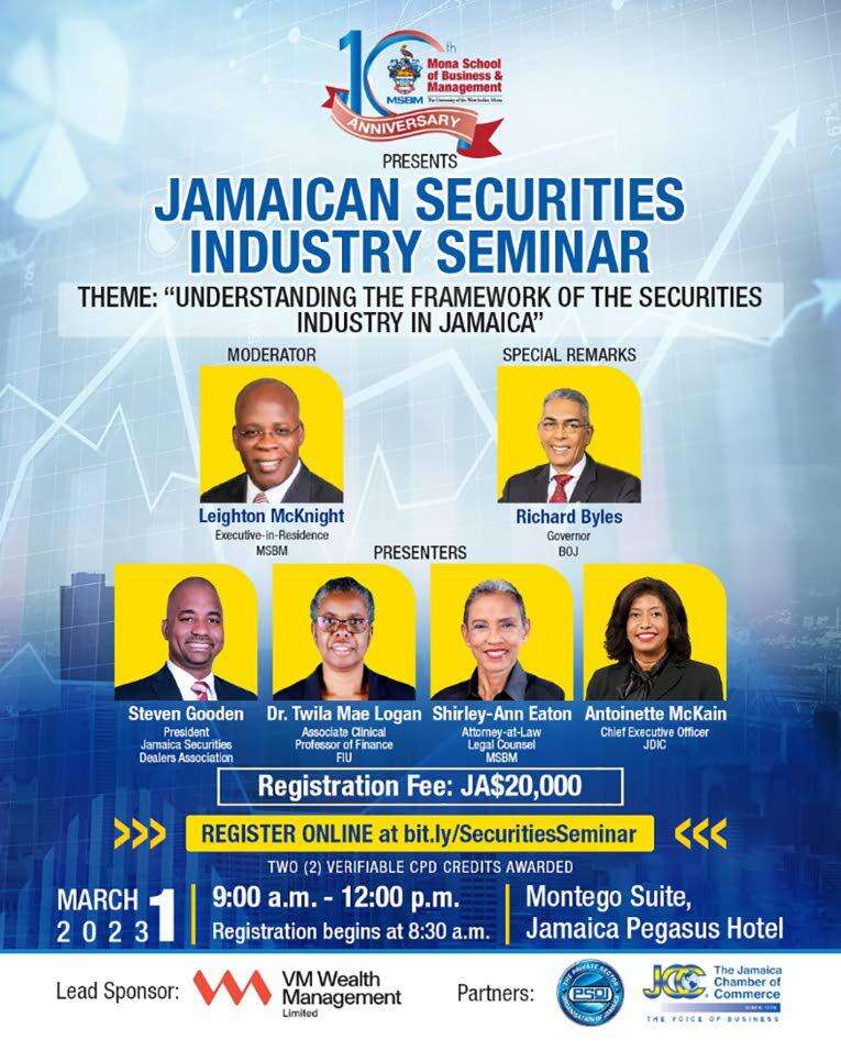 MSBM to explore securities industry framework - Jamaica Observer