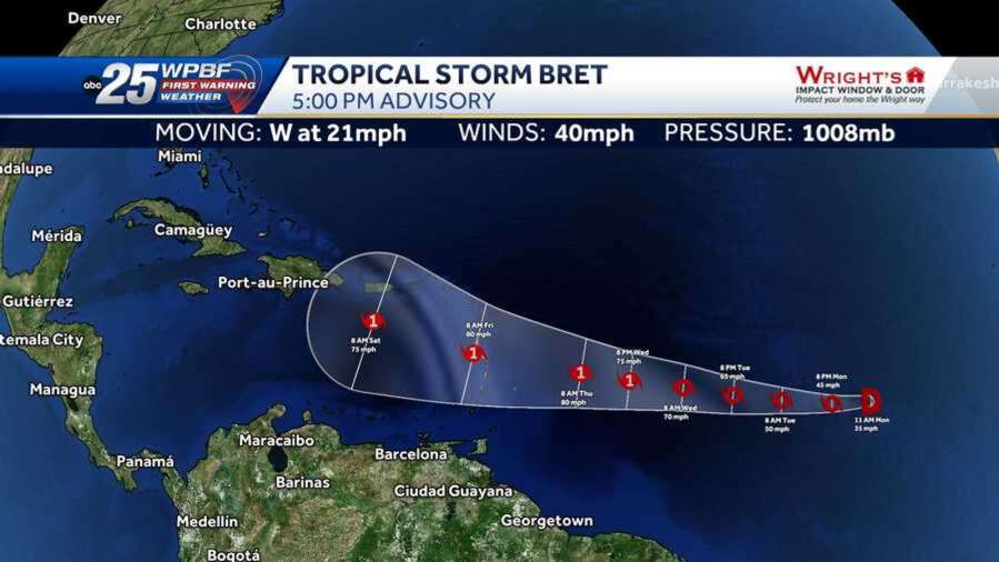 Tropical Storm Bret forms in Atlantic, with possible hurricane threat to Caribbean islands ...