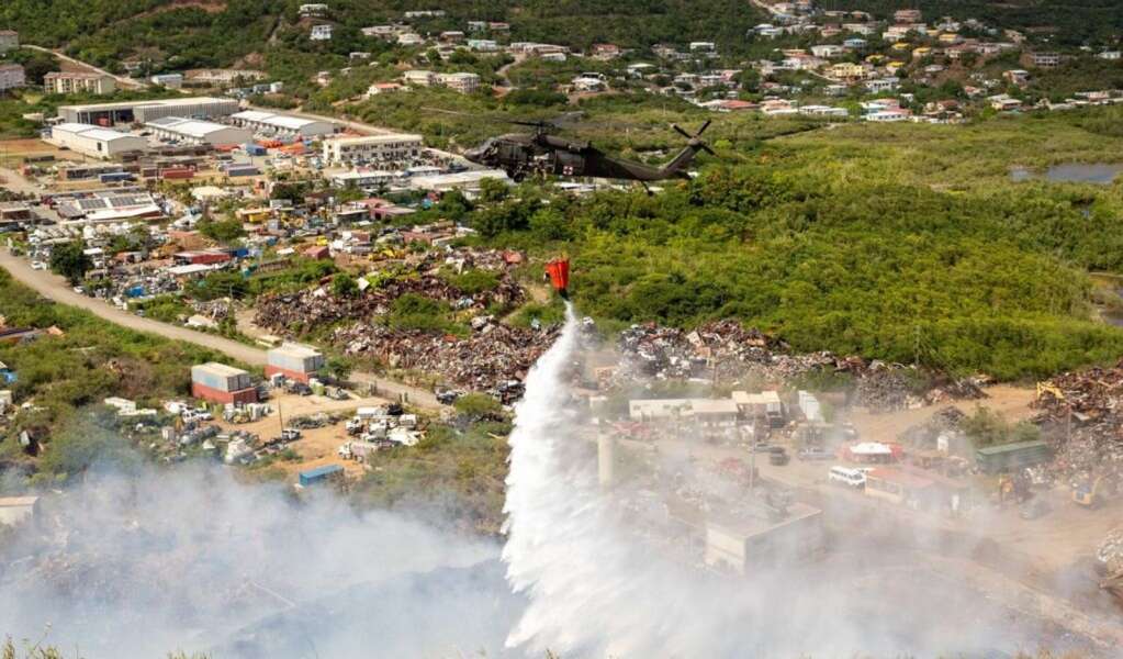 Puerto Rico National Guard helps fight large landfill fire in US Virgin ...