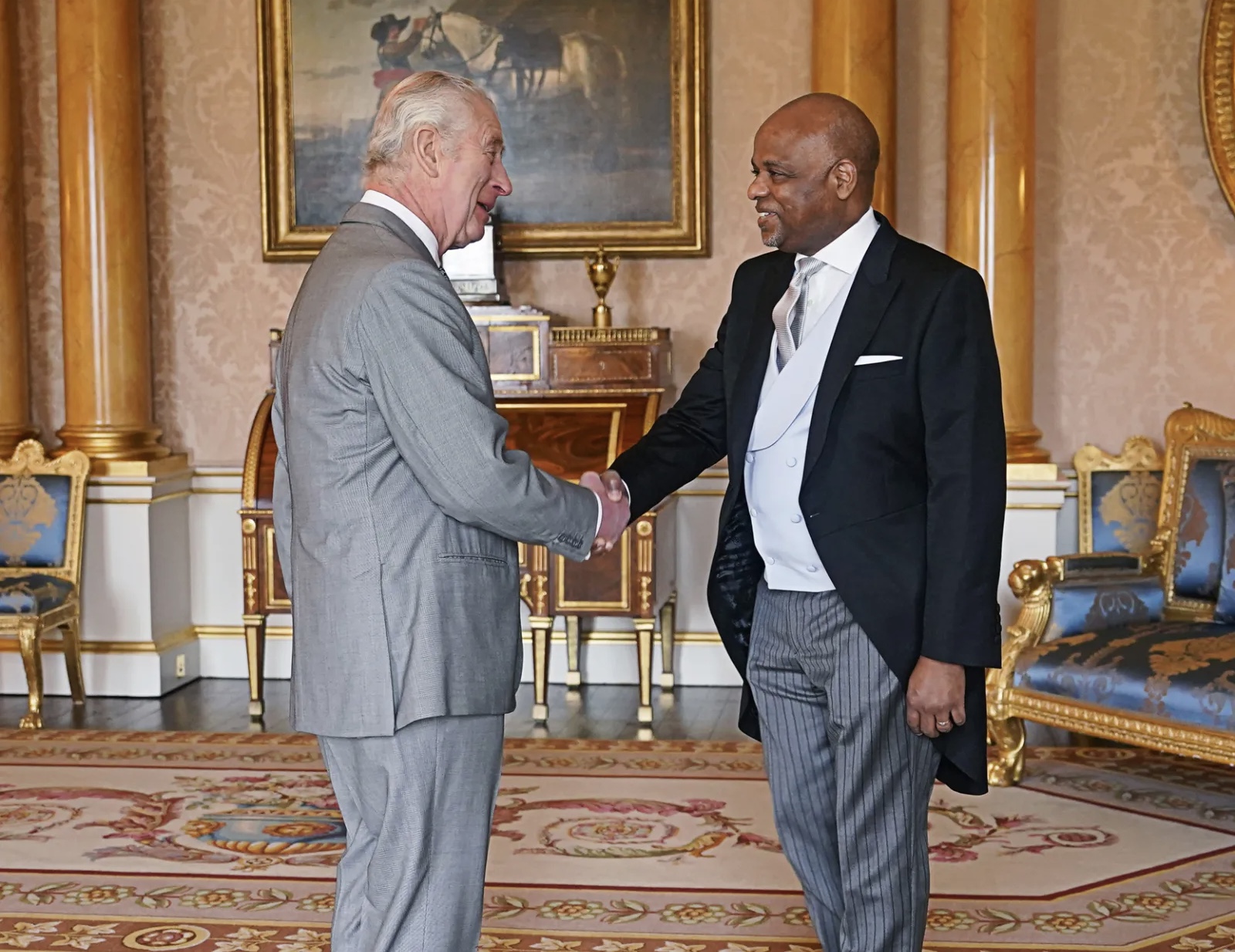 King Charles III welcomes Jamaican diplomat to Buckingham Palace ...