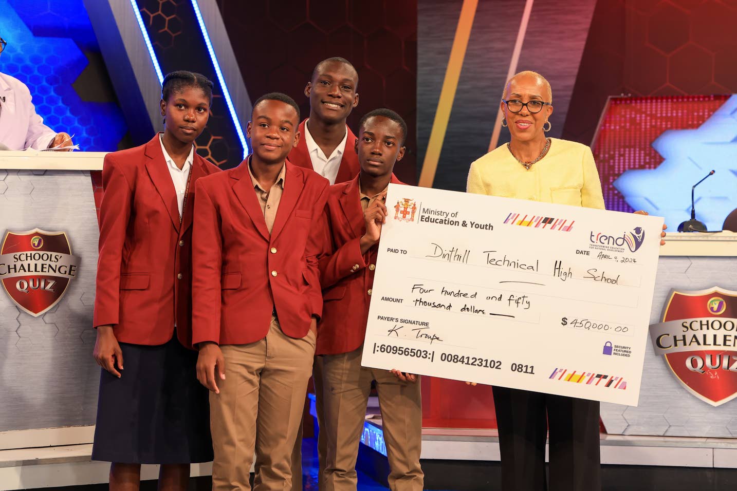 Dinthill Technical High cops first TREND Schools Challenge Quiz Trophy - Jamaica Observer