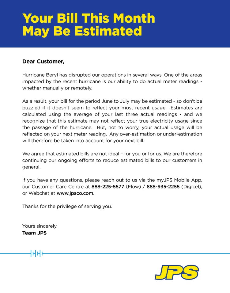 That estimated JPS bill - Jamaica Observer