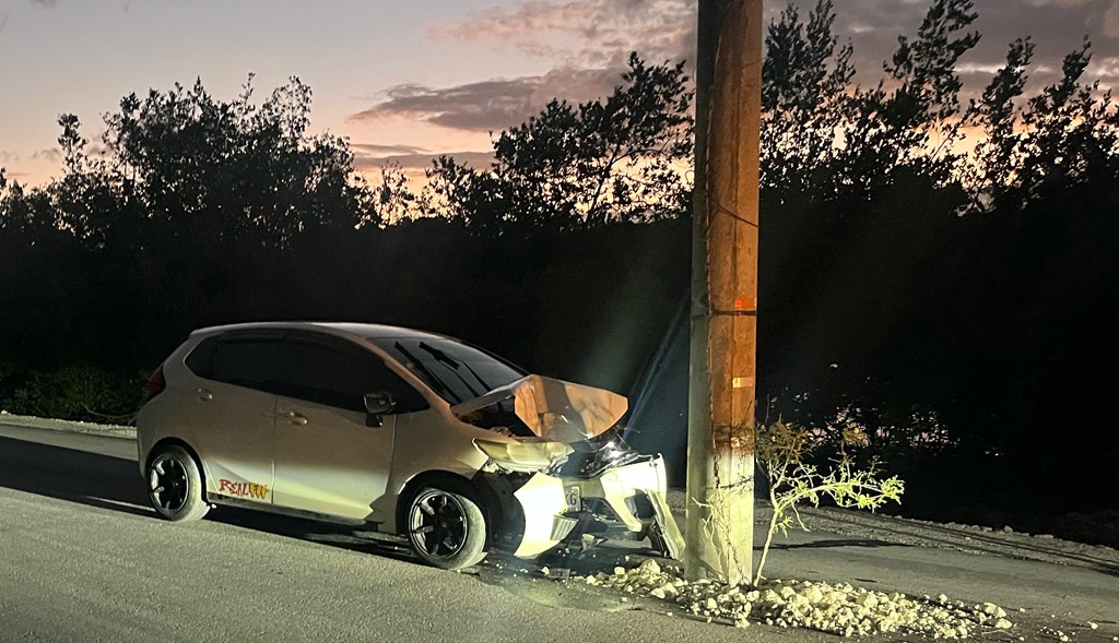 WATCH: Car crashes into utility pole on St Thomas roadway, two ...